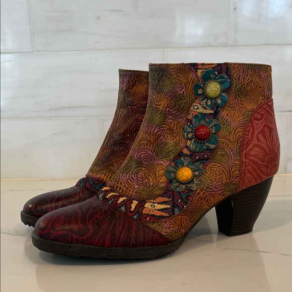 Socofy | Shoes | Socofy Tooled Leather Button Bohemian Boots Size ...